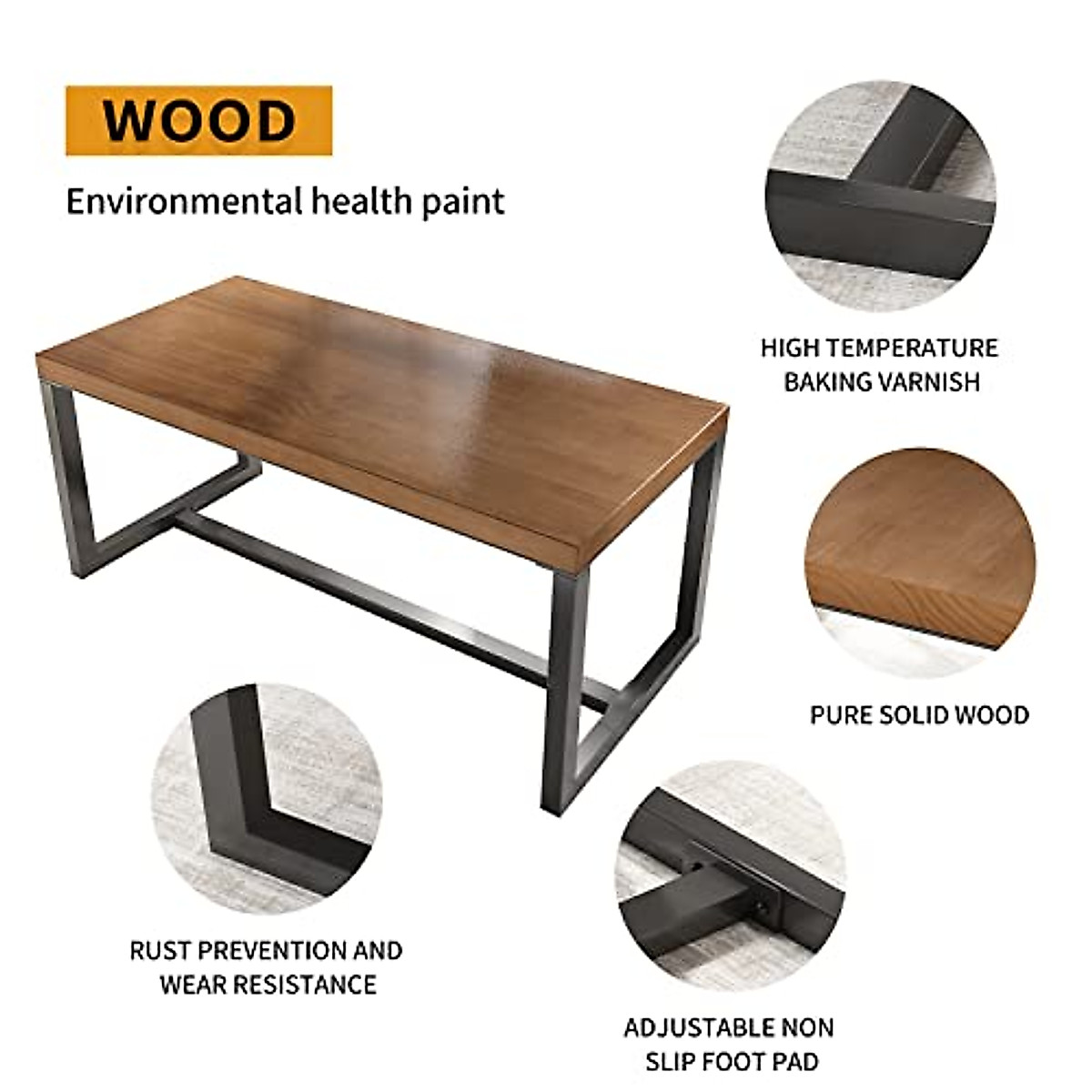 Sihtengxxhongs Solid Wood Computer Desk Modern Home Office Thick Desk 55 Inch Long Writing Table PC Workstation