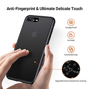 TORRAS Shockproof iPhone 8 Plus Case/iPhone 7 Plus Case, [Military Grade Drop Protection] [Upgraded Materials] Ultimate Delicate Touch and Translucent Matte Protective Case, Black