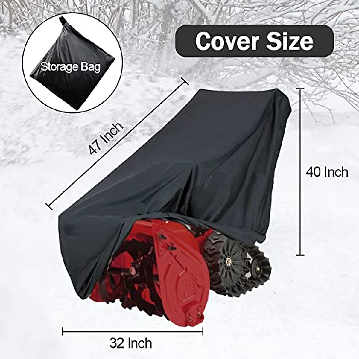 Snow Thrower Cover - Universal Snow Blower Protection Cover, Heavy Duty 210D Waterproof Snow Sweeping Replacing Cover, 47"L x 40"H x 32"W