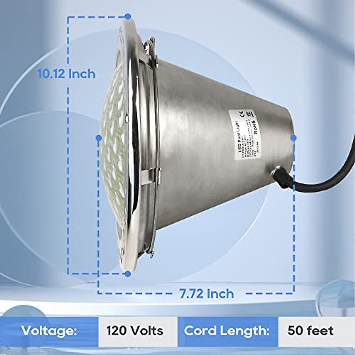 Pomeade SH101300 50FT120V LED Pool Lights, 10inch 35W RGB Pool Lights for Inground Pool, Applicable to Underwater Swimming Pool Spa Light Replacement, Input Voltage is AC 120V