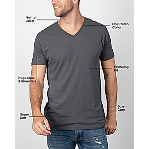 True Classic Tees | Premium Fitted Men's T-Shirt | V Neck | Black Tee Single | Large