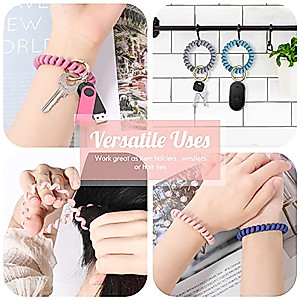 6PCS Stretchable Wristband Wristlet Keychain Wrist Key Chain Wristlet,Spring Flexible Spiral Wrist Coil ​Wrist Band Bracelet Key Holder Spring O Ring for Sauna Gym Pool ID Badge and Outdoor Sports
