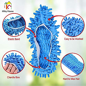 10 Pieces Microfiber Mop Slippers Shoes Cover Soft Washable Reusable Floor Polishing Dust Dirt Hair Men Women Sweeper Cleaning Mop Tool for House Office Bathroom Kitchen, Multicolored 5 Pairs
