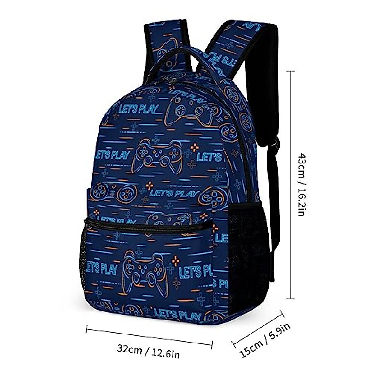 Cool Colorful Silhouettes Joystick Game 3PCS Backpack with Lunch Box and Pencil Case
