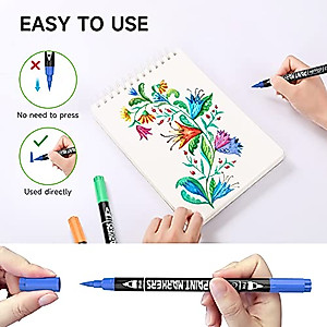 32 Colors Paint Markers, Dual Tip Acrylic Paint Pens for Wood, Canvas, Glass, Ceramic, Fabric,Rock Painting, DIY Crafts Making Art Supplies (Fine Tip and Brush Tip)