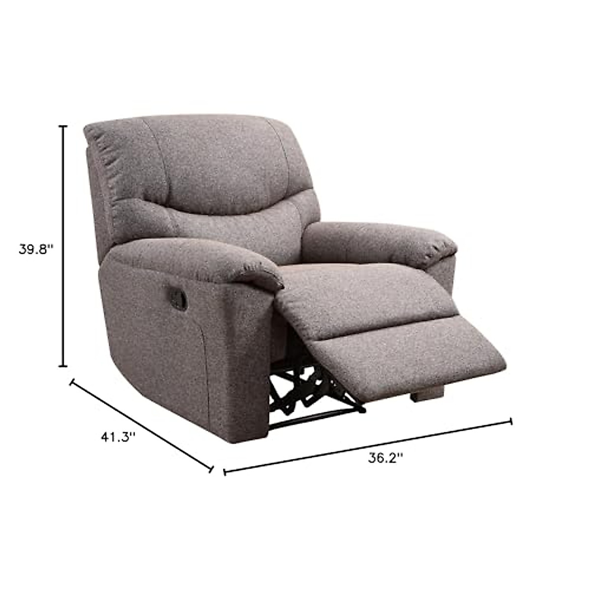 Manual Handel Adjustable Fabric Single Recliners Sofa Padded Seat and Back Chair for Living Room, Bedroom and Home Theater Seating (Brown)