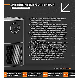 MIUI Air Purifiers - Air Purifyer for Bedroom Home, Hepa Air Filter Cleaner Super Mute Efficient Filtering for Allergies and Pets Smokers Office Desktop (White)