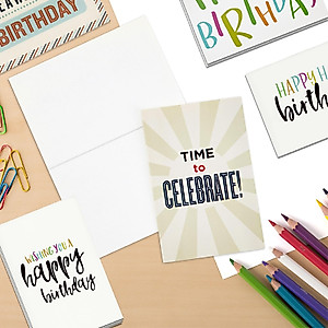 120 Pack Assorted Birthday Greeting Cards with Envelopes, 12 Designs, Blank Inside, Bulk Boxed Set (4x6 In)