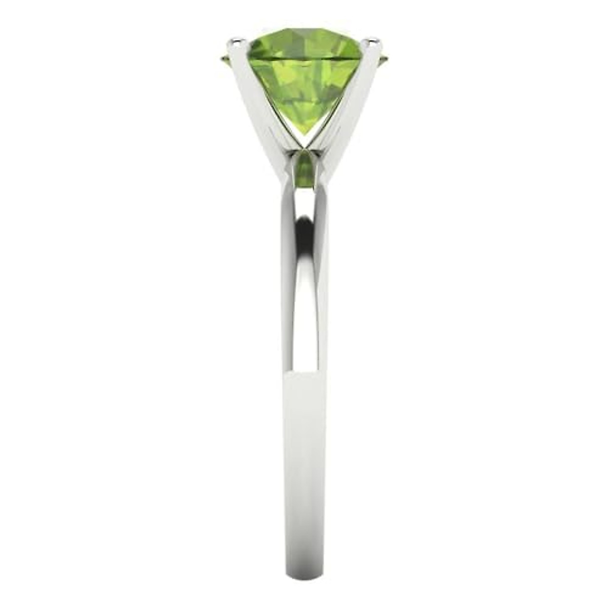Clara Pucci 2.0 ct Round Cut Solitaire Natural Peridot Engagement Wedding Bridal Promise Anniversary Ring in 18K White Gold Size 8