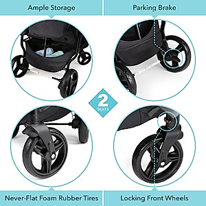Gaggle by Foundations Roadster Duo Side by Side Double Stroller, Easy to Fold & Maneuver Lightweight Compact Stroller, Black