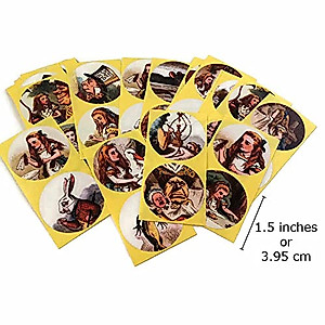 Alice in Wonderland Sticker Labels - Vintage Envelope Seal and Party Favor Collection - Set of 50