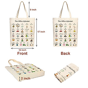 The Office Alphabet Tote Bag The Office TV Show Merchandise Office Fans Kitchen Gifts Office Theme Bags Presents