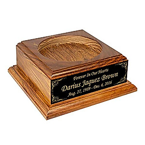 Cremation Urn Pedestal, Wooden Urn Base with Personalized Name Plate