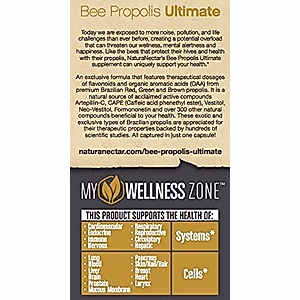 NaturaNectar Ultimate Bee Propolis | NSF Contents Certified | Premium Red, Green, Brown Brazilian Propolis | with Flavonoids and PWE | Ethical Beekeeping & Naturally Sourced | 60 veggie capsules