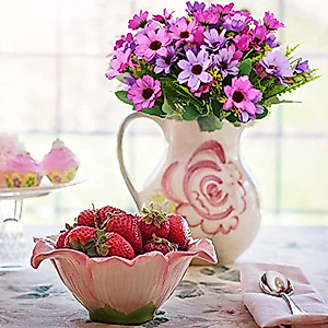 Carfoeny 5 Bundles Artificial Wildflowers Fake Daisy Silk Faux Flowers with Stems Arrangements for Home Outdoor Indoor Vase Kitchen Table Wedding Office Party Garden Decoration (Purple)