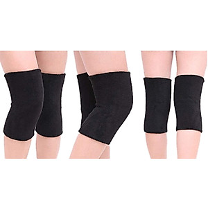 Mczone Cotton Non-Slip Soft Absorbent Knee Pad Support Brace Protector Leg Sleeve Kneelet Thickening Extended Warm for Men & Women Outdoor Sports Running Dancing Gym Yoga Fitness, 1 Pair (Black)