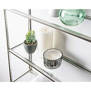 Kate and Laurel Ciel Glam 3-Tier Scalloped Wall Shelf, 20 x 30, Silver, Modern Shelving with Glass Tiers