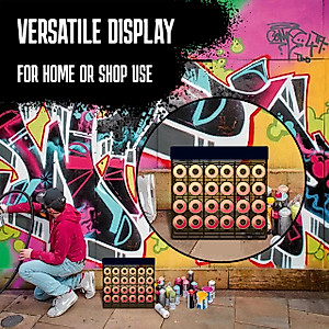 Skywin-Spray Can Holder, Matte Black Spray Bottle Holder Wall Mount, Graffiti Spray Can Organizer, Acrylic Spray Paint Can Holder with a Removable Name Board For Art Supply Storage Organizer