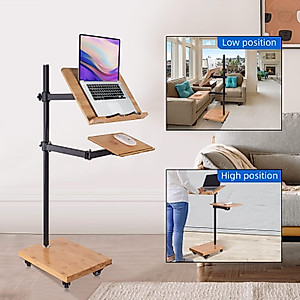 Laptop Stand for Couch,wishacc Rolling Workstation Stand Cart Desk for Laptops, Books, Tablets, and Art, Made for Sofa, Bed, Chair, or Standing