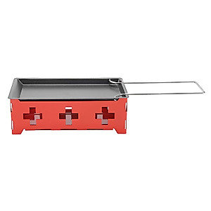Cheese Raclette, Portable Non-Stick Candlelight Raclette Pan with Spatula, Mini Cheese Melter Pan Tray Barbecue Home Kitchen Grilling Tool(Red)