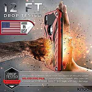 Kitoo Made in USA Defender Designed for iPhone XR Eco-Friendly Case with Kickstand, Military Grade Shockproof 12ft. Drop Tested - Blue