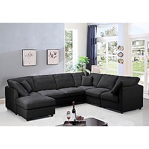 Oversized Modular Cushions Sectional Sofa Couch with Movable Ottoman ,L-Shaped Corner Low Back Deep Seater Sectional&Couch for Home Office Apartment Living Room Furniture Sets, Spacious Space Sofá