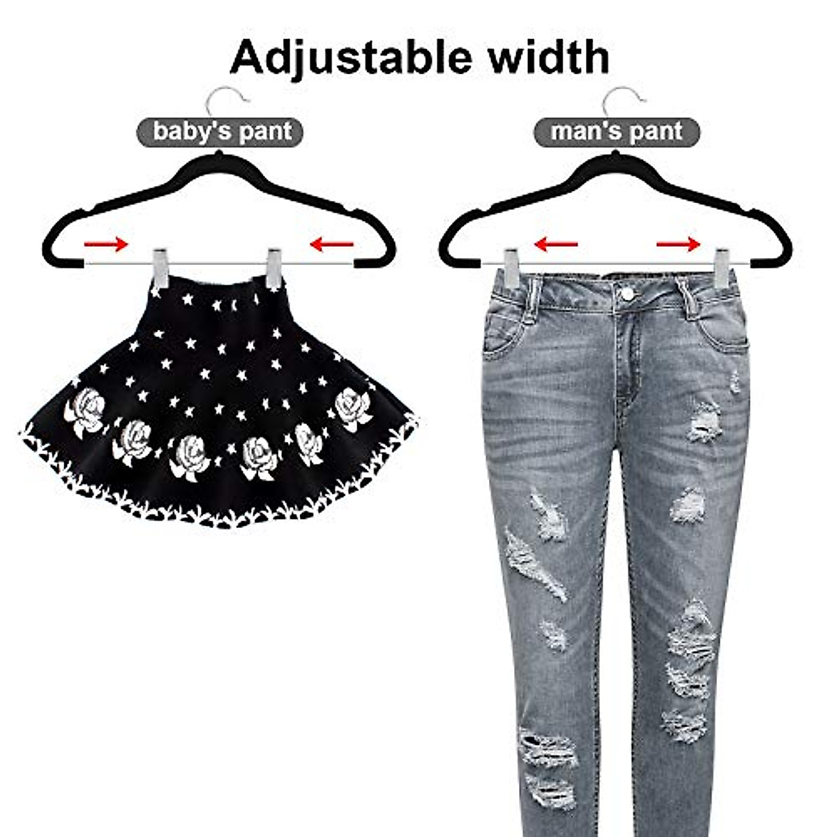 TIMMY Velver Hangers with Clips (20 Pack) Hangers Non Slip Velvet Clothes Hangers,Ultra Thin Pants Hangers,Skirt Hangers with 360°Swivel Hooks(Black)