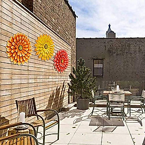 Goodeco Metal Wall Art Flowers - Sunflower Gifts for Women- Large Iron Floral Wall Decor for Balcony/Patio/Porch/Office/Bedroom/Living Room,Best Wall Decor Gift idea 13" (3pack)