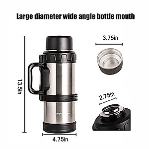 Insulated Water Bottle,Stainless Steel Double Wall Vacuum Bottle with Cup Lid – Thermos for Hot & Cold Drinks or Food-Thermos for Travel–73 oz