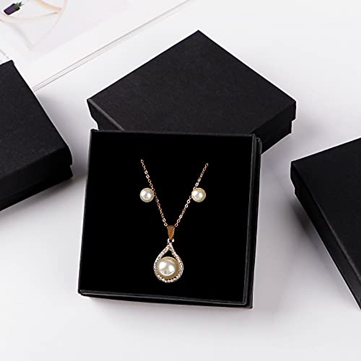 Sdootjewelry Black Jewelry Boxes Bulk 24 Packs, Gift Box for Jewelry with Foam, Small Jewelry Boxes for Gifts, 3.5’’ × 3.5’’ × 1.2”