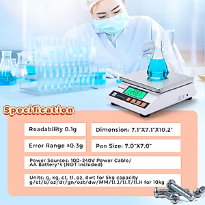 Bonvoisin Precision Scale 10kgx0.1g Digital Lab Scale Accurate Electronic Balance Portable Laboratory Analytical Balance Industrial Counting Scale Jewery Kitchen Scale CE Certified(10kg, 0.1g)