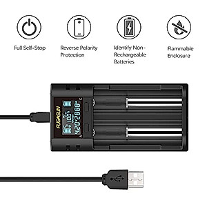 21750 21700 Battery Charger,LCD Intelligent 18650 Battery Charger 21750 21700 Charger for 20700 22700 26650 26700 16340 (RCR123) 17500 17650 17670 18500 Rechargeable Battery with PCB Protection Board