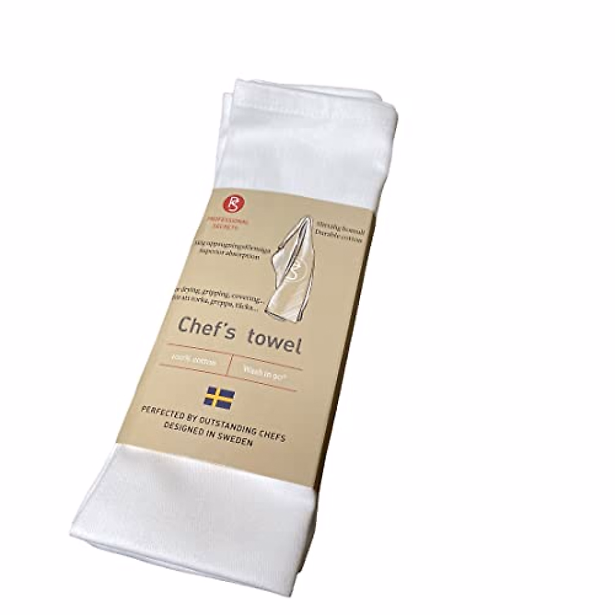 Professional Secrets Chef's Kitchen Towel - Designed in Sweden Cooking Essentials, 100% Super Absorbent Cotton Dish Cloths for Drying, Cleaning, Insulating, Gripping, Covering - White. 2-Pack