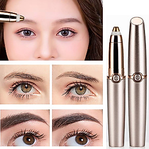 Rechargeable Eyebrow Hair Removal for Women, Painless Electric Eyebrow Trimmer Epilator, Ladies Eyebrow Razor Shaver for Eyebrow Hair Remover with LED Light (Rose Gold)
