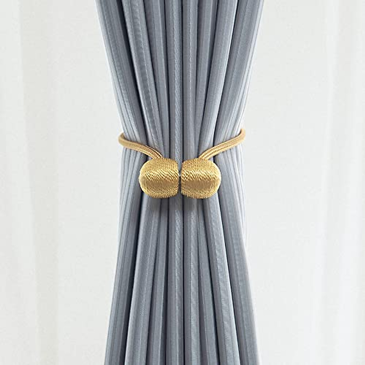2pcs Magnetic Curtain tiebacks, Modern Style Curtain Ties Drapery Backs Holder Window Hold Curtains Drape Ties Backs for Home Bedroom Office Decorative Curtain (White)