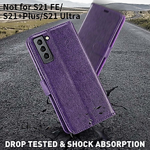 MONASAY Wallet Case Compatible for Galaxy S21 5G, 6.2 inch,[Screen Protector Included][RFID Blocking] Flip Folio Leather Cell Phone Cover with Credit Card Holder, Purple