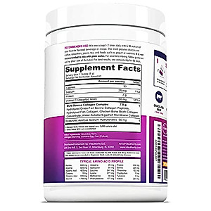 Multi Collagen Peptides Powder for Women and Men - Instant Dissolving Grass Fed Hydrolyzed Collagen Powder Drink Mix for Beautiful Hair Skin and Nails with Hyaluronic Acid and Vitamin C - Unflavored