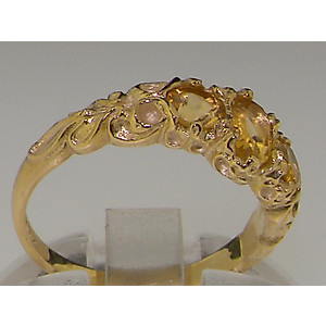LetsBuyGold 10k Yellow Gold Real Genuine Citrine Womens Band Ring - Size 7