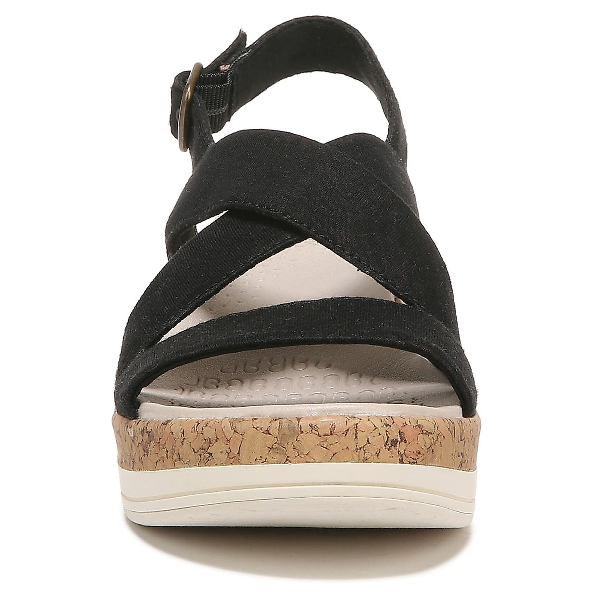 BZees Womens Radiant Cork Strappy Wedge Sandal, Black, 8 US