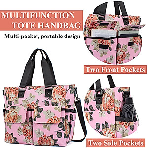 H HIKKER-LINK Womens Large Floral Waterproof Diaper Bag Weekend Bags Handbag for Mom Tote Bag Changing Pad Dark Blue