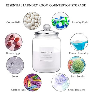 XPCARE Glass Jars for Laundry Room Organization Jars 0.5 Half Gallon Laundry Storage Glass Containers with Labels Organization with Lid for Laundry Detergent Laundry Pods Container, 2 Jars