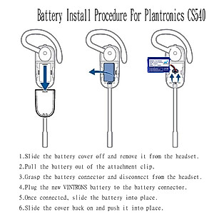 KH KAM HUA Plantronics CS540, C054 Battery Replacement, 84479-01, 86180-01 Battery for Plantronics CS540, C054 Headset,