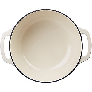 Amazon Basics Enameled Cast Iron Covered Round Dutch Oven, 4.3-Quart, White