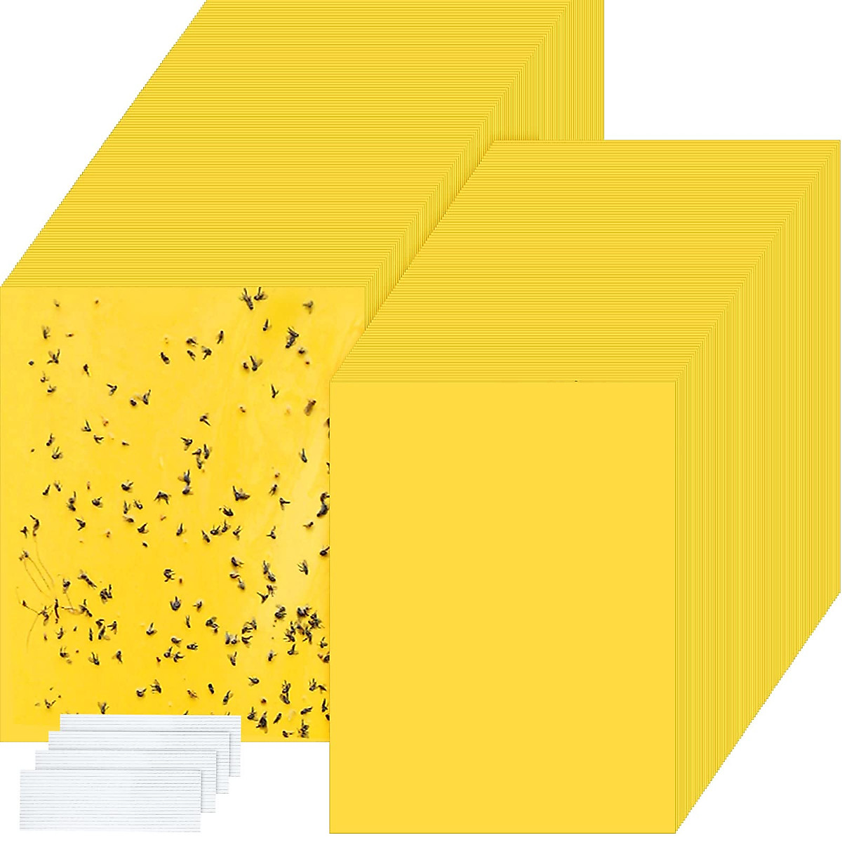 500 Pcs Double Sided Sticky Traps for Flying Plant Insect Like White Flies Aphids 6 x 8 Inch Sticky Gnat Traps Killer Fruit Fly Traps for Indoor Outdoor Including Twist Ties, Yellow