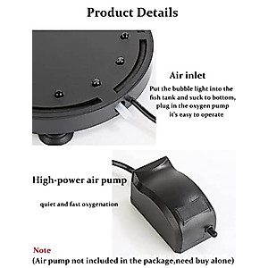 4.92 inch 12 LEDs Fish Tank Light, Bubbler Stone, LED Aquarium Lights Disk, Submersible Fish Tank Decorations Accessories, Underwater Round Small Bubbles Lamp Without air pump