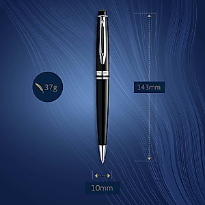 Waterman Expert Black Ballpoint Pen CT, Medium Point, Blue Ink