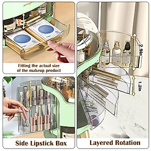 LZDMY Makeup Organizer and Storage, Cosmetics Organizer Box for Countertop with Lid & Drawers, Cosmetics Skincare Organizers Box with Waterproof & Dustproof Cover for Bedroom