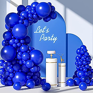FOTIOMRG 110pcs Royal Blue Balloon Garland Arch Kit, 18 12 10 5 inch Royal Blue Latex Balloons Different Sizes Pack for Birthday Graduation Baby Shower Baseball Nautical Wedding Party Decorations