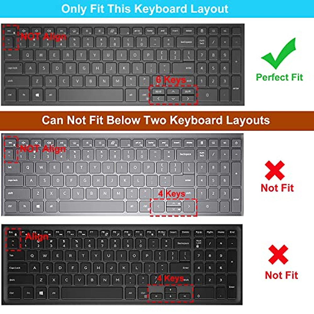 Keyboard Cover for Dell G15 5510 5515 Gaming,Dell Inspiron 15 3000 3501 3505 3502 5000 7000 7500 7501 7506 7590 7591 7706 7790 5501 5502 5505 5508 5584 5590 5593 5598,Vostro 3000 5000 7000, Rainbow