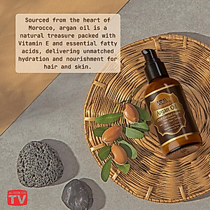 VoilaVe USDA and ECOCERT 100% Pure Organic Moroccan Argan Oil for Skin, Nails & Hair Growth, Anti-Aging Face Moisturizer, Cold Pressed, Hair Moisturizer, Rich in Vitamin E, As Seen On TV - 4 fl oz